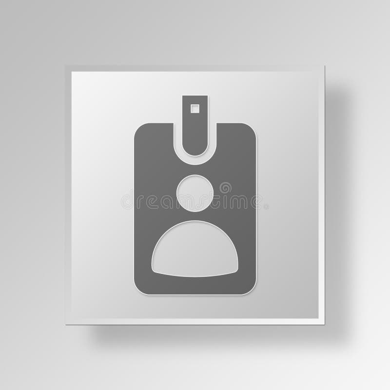 3D Id Card Button Icon Concept Stock Illustration - Illustration of ...