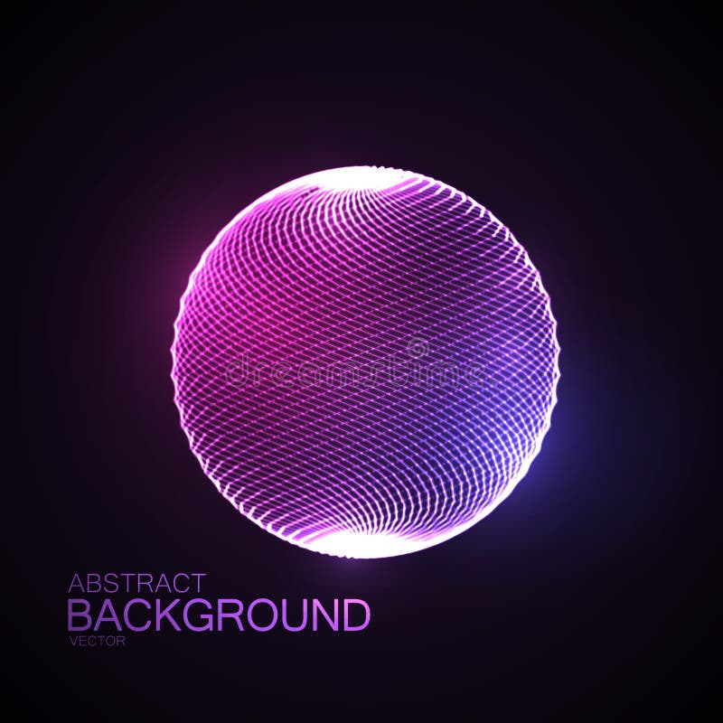 3D Illuminated Sphere of Glowing Particles Stock Illustration ...
