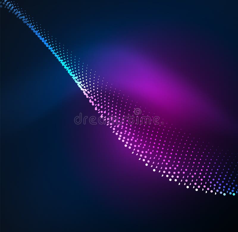 3D Illuminated Wave of Glowing Particles Stock Vector - Illustration of ...