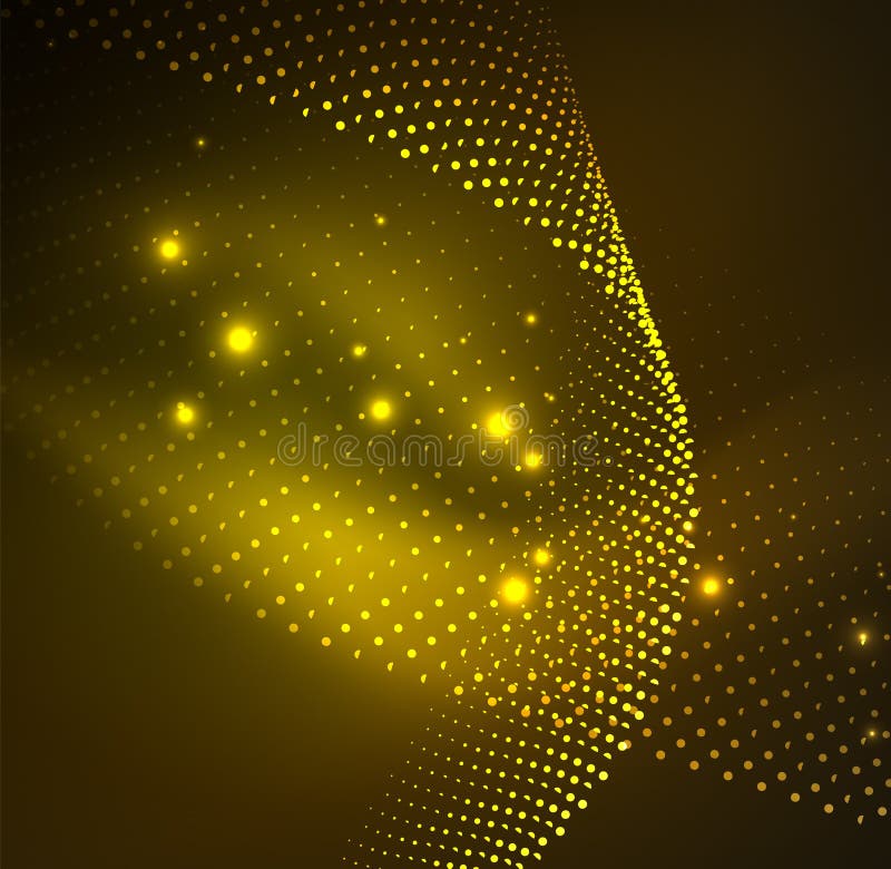 3D Illuminated Wave of Glowing Particles Stock Vector - Illustration of ...