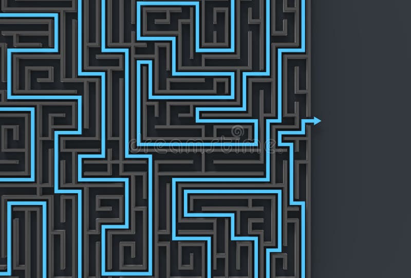 3d Illusrated Maze Isolated on Dark Background. 3D Illustrating Stock ...