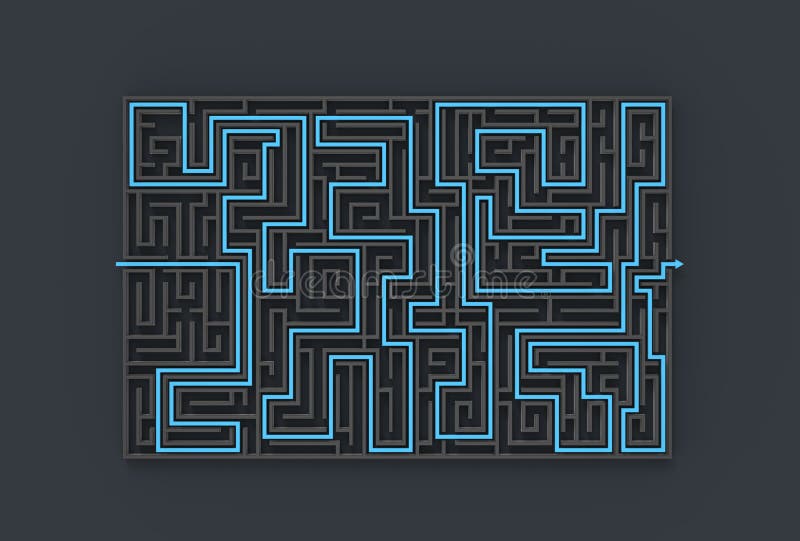3d Illusrated Maze Isolated on Dark Background. 3D Illustrating Stock ...