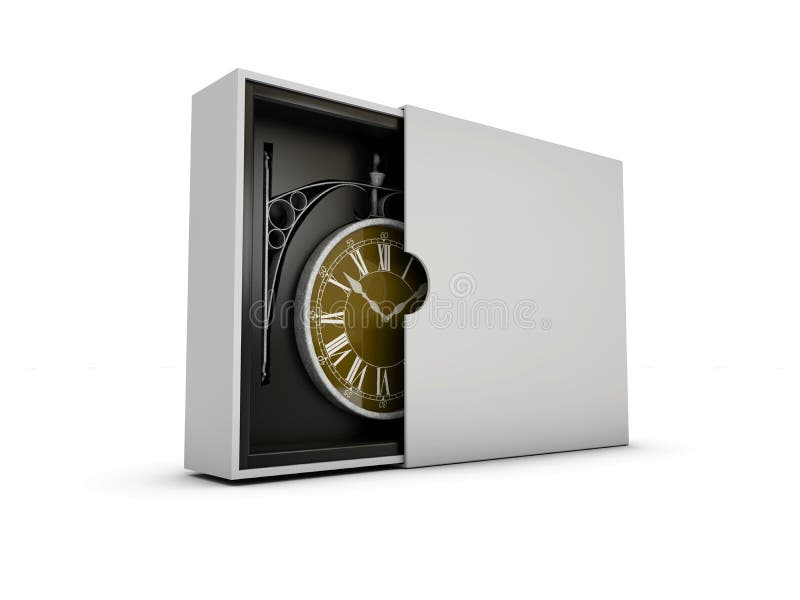 3d Illustaration of Old Vintage Clockin the Box Stock Illustration ...