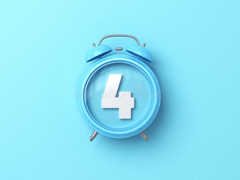 Number Four Sitting Over Blue Alarm Clock on Blue Stock Illustration ...