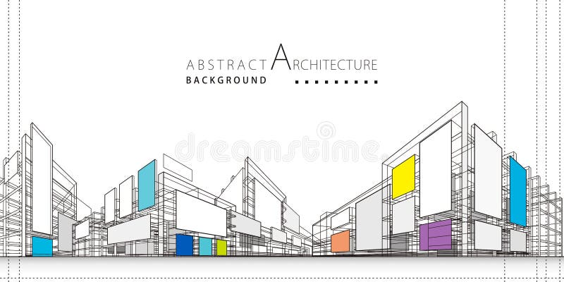 3D Illustration Architecture Construction Abstract Background. Stock ...