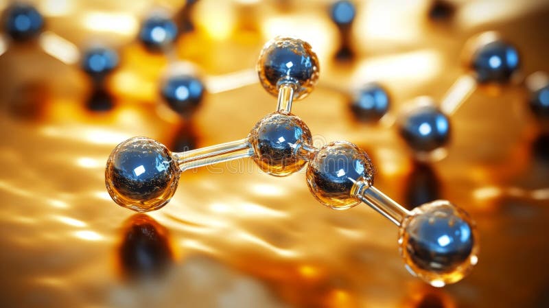 3D Illustration Abstract Atomic Structure, Molecular Bonds, and ...