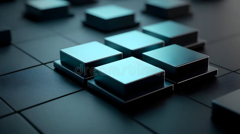 3D Illustration Abstract Background Blue Cubes Grid Pattern Stock ...