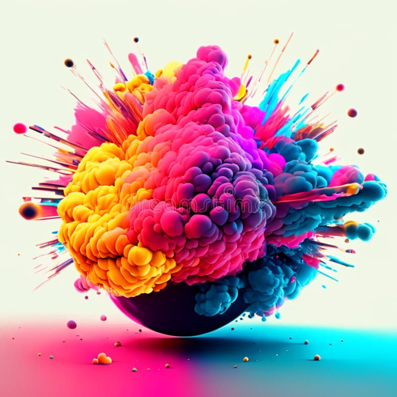 3d Illustration of Abstract Background with Colorful Explosion. 3d ...