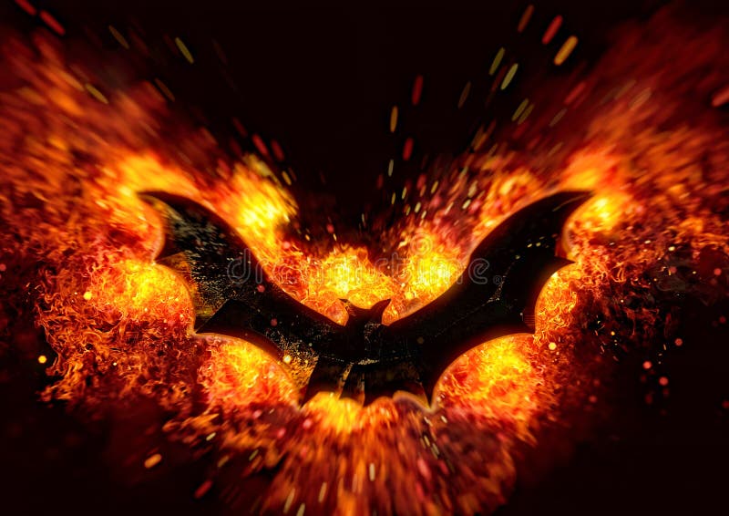 3d Illustration of an Abstract Bat with Blazing Fire Wings Spread Stock ...