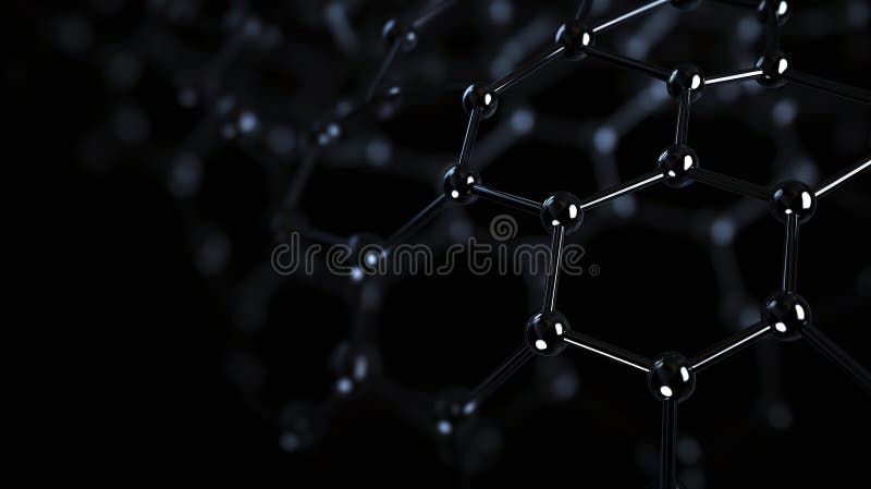 3D Illustration Abstract Black Nanotechnology Molecular Structure High ...