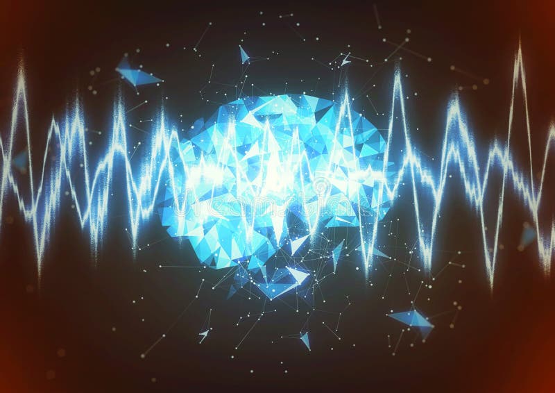 3d Illustration of Abstract Blue Brain and Brain Waves Stock ...