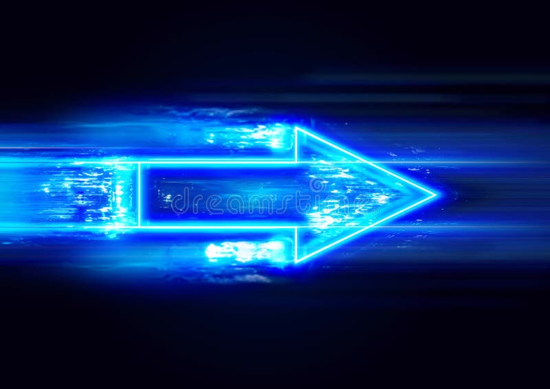 3d Illustration of Abstract Blue Neon Light Arrow Sign Stock ...