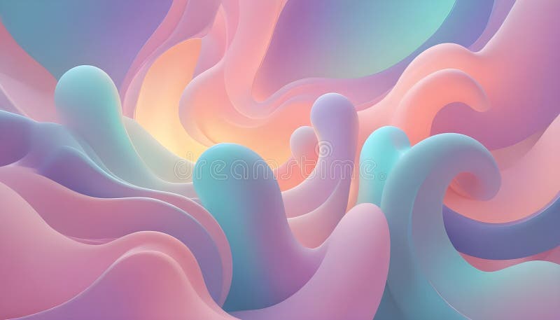 A 3D Illustration of Abstract, Colorful Shapes, Including Soft, Rounded ...