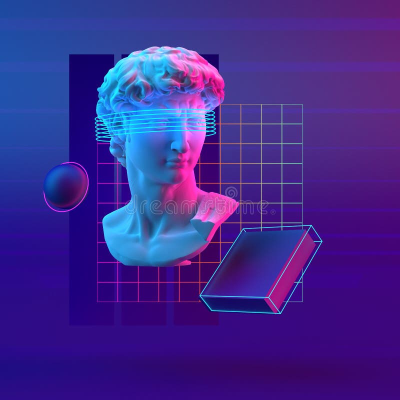 3d-illustration Abstract Composition of Bust and Primitive Objects on ...