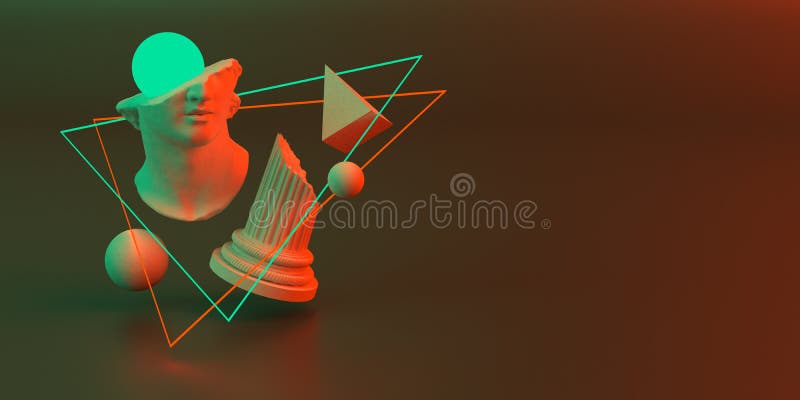 3d-illustration of an Abstract Composition of Sculpture and Primitive ...