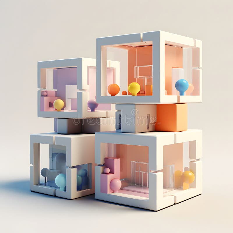 3d Illustration of an Abstract Cube Room. Generative AI. Stock ...