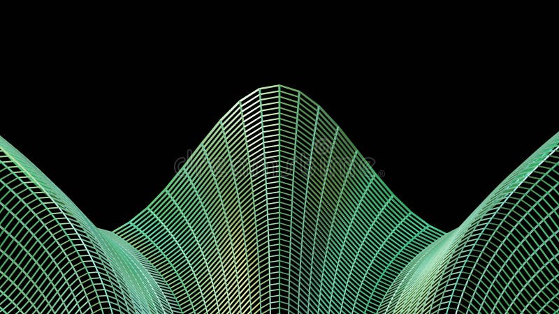3d Illustration of Abstract Curve Shiny Green Wireframe Inspiration ...