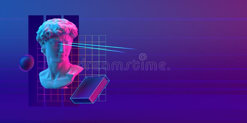 3d-illustration of an Abstract Cyberpunk Composition of David Sculpture ...