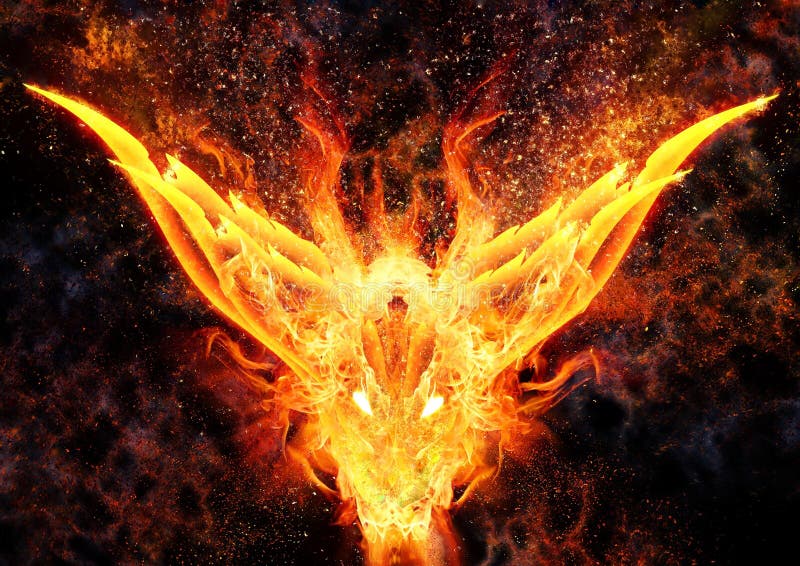 3d Illustration of Abstract Dragon Shape with Burning Flames Stock ...