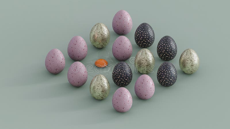 Isometric View of Abstract Easter Eggs Composition. 3d Illustration ...