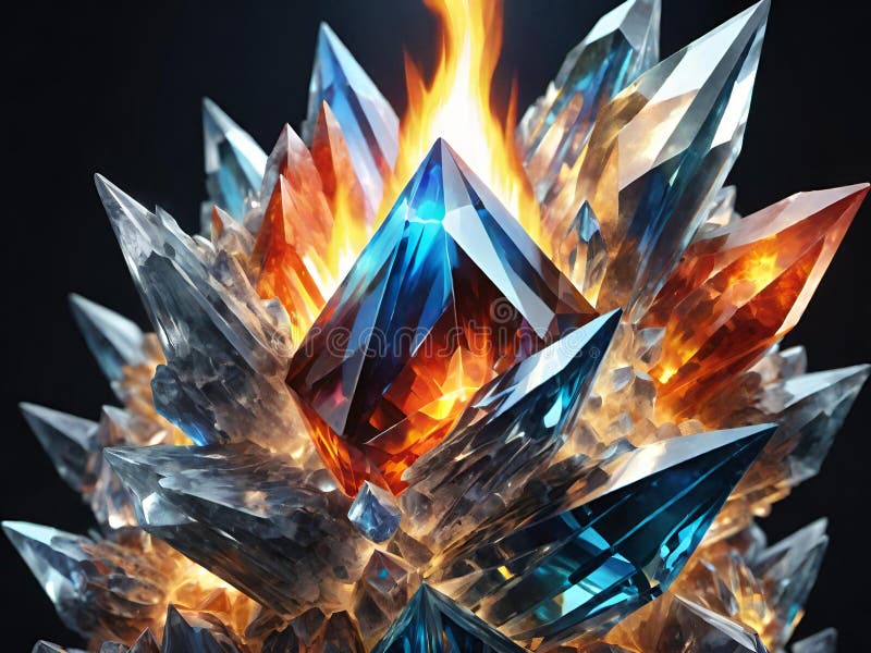 Crystal Cubes or Blocks with Refraction Effect of Rays in Glass. Clear ...