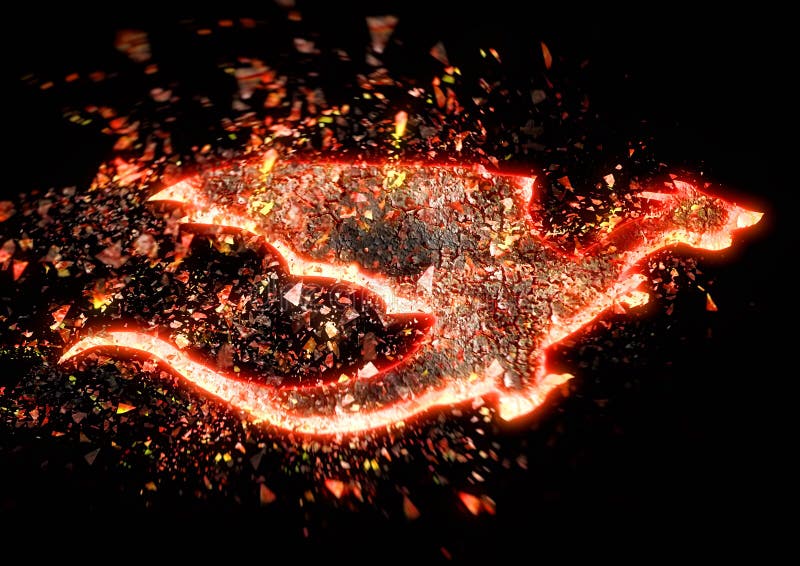 3d Illustration of an Abstract Fire Dragon Flapping in the Dark Stock ...