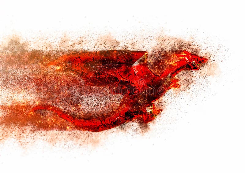 3d Illustration of an Abstract Fire Dragon Flapping Its Wings Stock ...