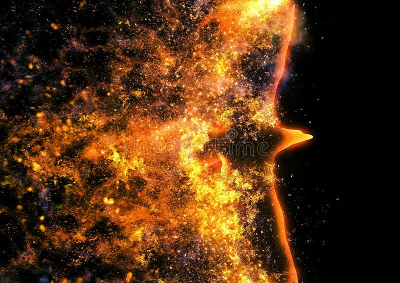 3d Illustration of Abstract Fire Flames Exploding into the Shape of a ...