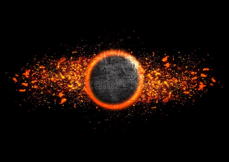 3d Illustration of Abstract Fire Sphere Exploding on Black Background ...