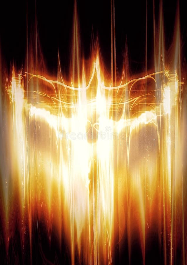 3d Illustration of an Abstract Firebird Flapping Its Wings in the Dark ...