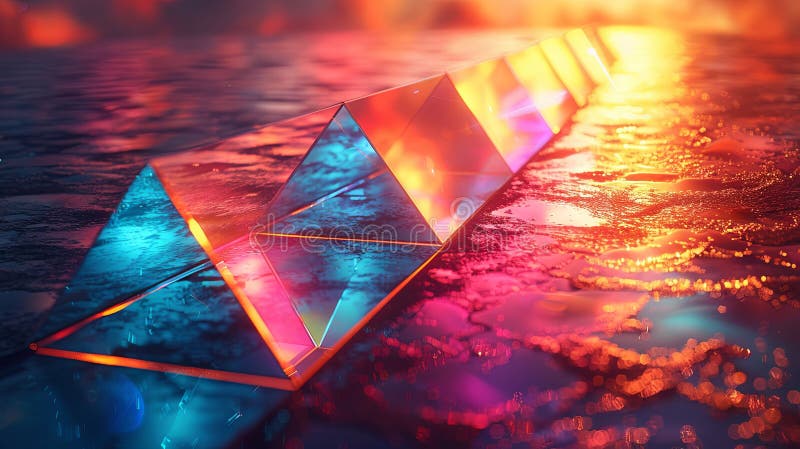 3d Illustration Of Abstract Geometric Composition With Low Poly Triangle Pyramid Shapes Surface