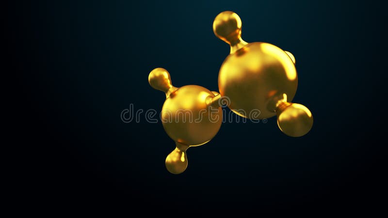 3D Illustration of Abstract Gold Molecule Background Stock Illustration ...