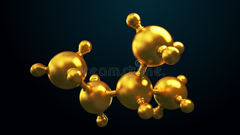 3D Illustration of Abstract Gold Molecule Background Stock Illustration ...