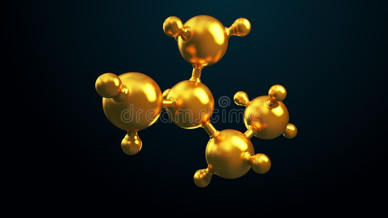 3D Illustration of Abstract Gold Molecule Background Stock Illustration ...