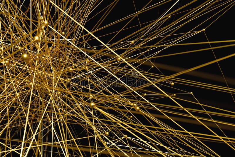 3d Illustration Abstract Gold Network Background Stock Illustration ...