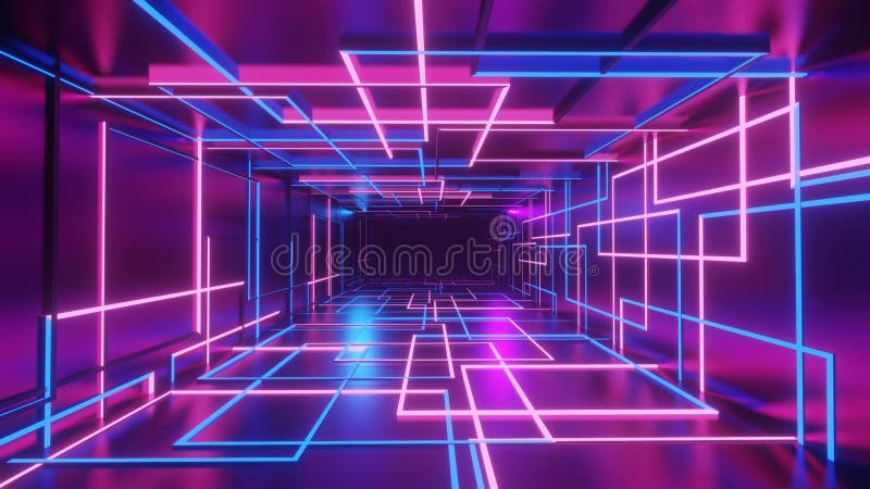 3D Illustration Abstract of an Infinite Rectangular Shape Tunnel with ...