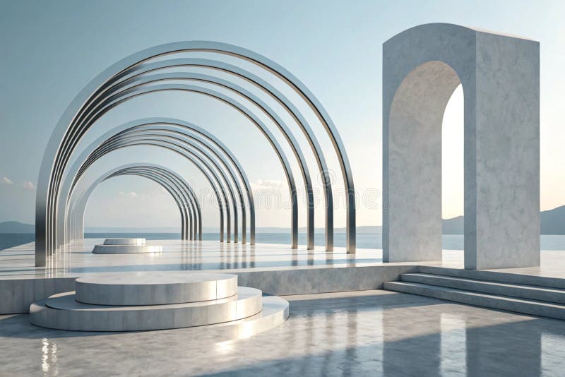 3d Illustration of Abstract Minimal Architecture Background, Geometric ...