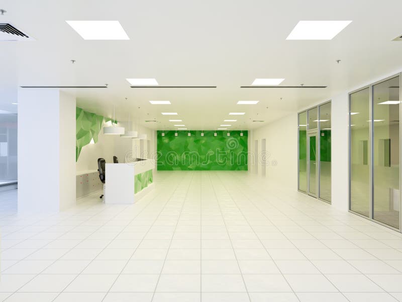 3d Illustration of Abstract Modern Hall in Office Building Stock ...