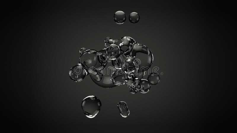 3D Illustration of Abstract Morph Liquid Forms of Water on Ramp ...