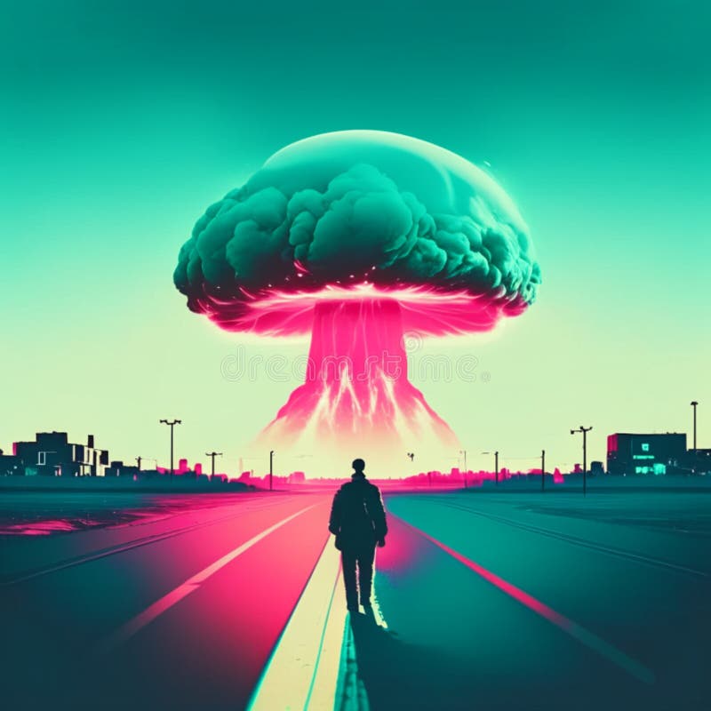 Nuclear Explosion in the Night Sky. 3d Rendering 3d Illustration ...