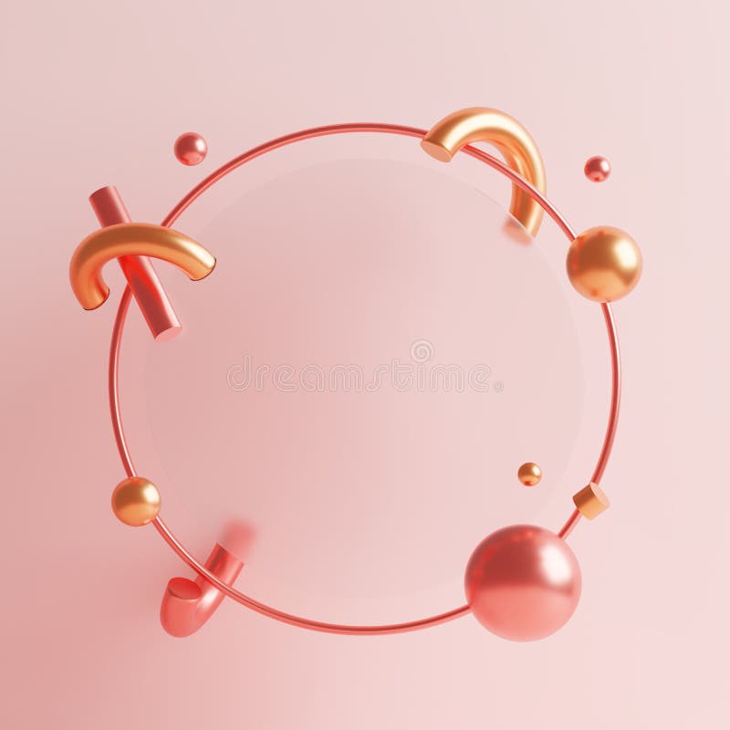 3d Illustration of Abstract Objects Floating Around a Frame Stock ...