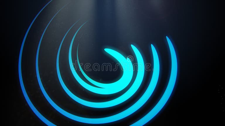 3d Illustration of Abstract Shiny Blue Circle Design Elements on Dark ...