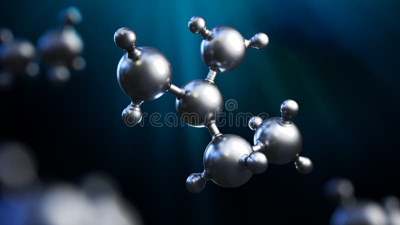 3D Illustration of Abstract Silver Metal Molecule Background Stock ...