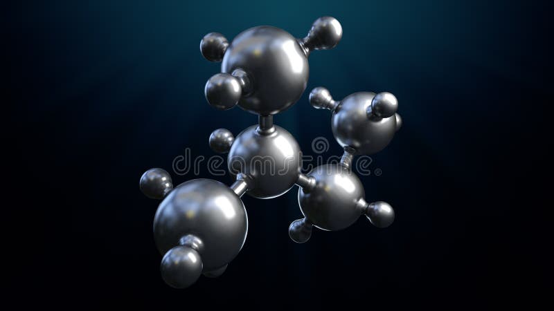 3D Illustration Of Abstract Silver Metal Molecule Background Stock ...