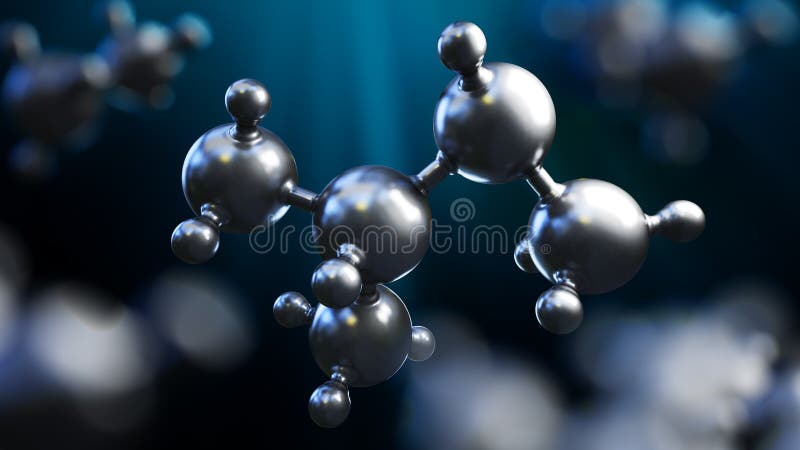 3D Illustration of Abstract Silver Metal Molecule Background Stock ...