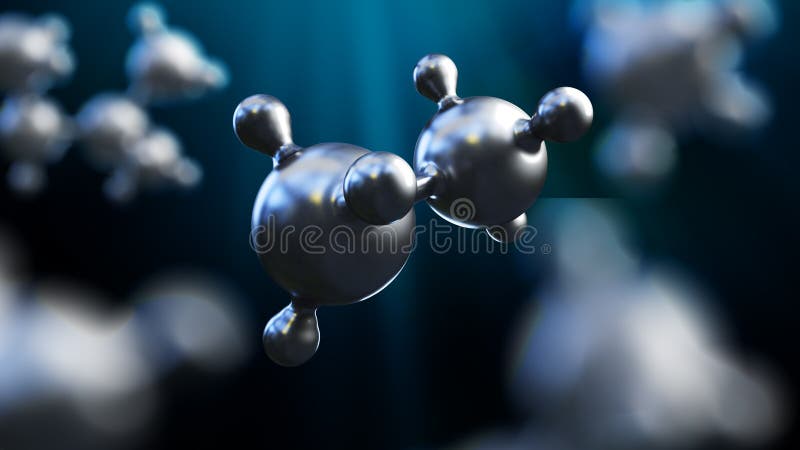 3D Illustration of Abstract Silver Metal Molecule Background Stock ...