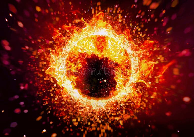 3d Illustration of Abstract Sun and Exploding Flames Stock Illustration ...