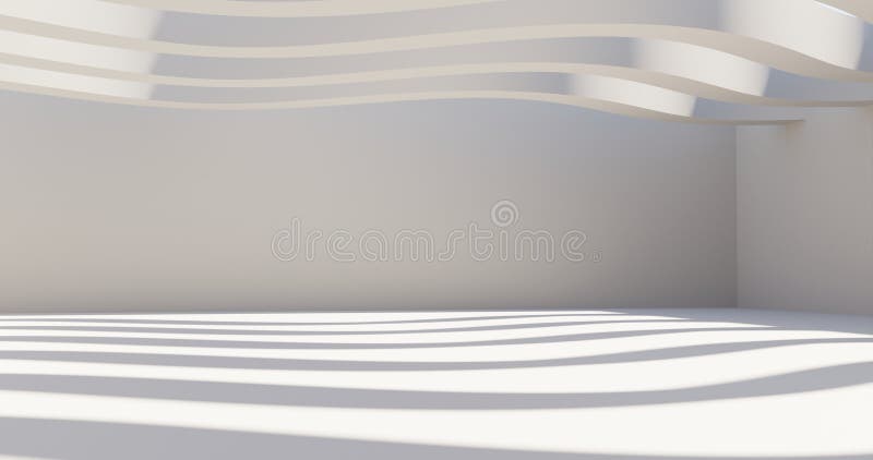 3d Illustration of Abstract White Architecture with Shadow Wave Like ...