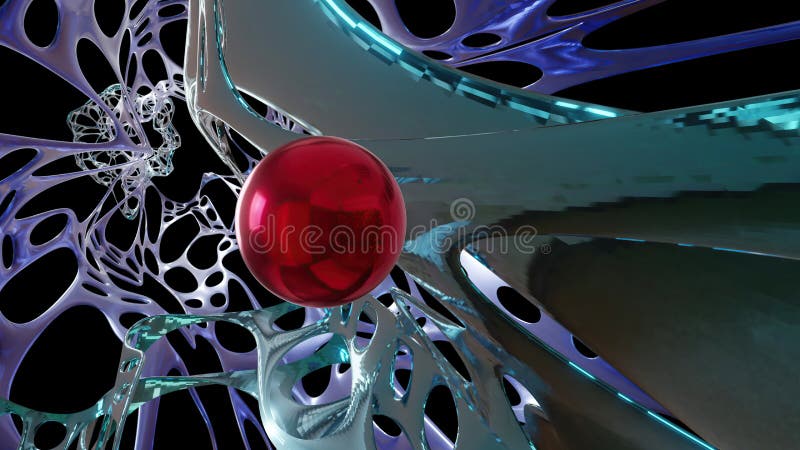 Abstract Wire Organic Shape and Red Ball Using As Modern Science ...