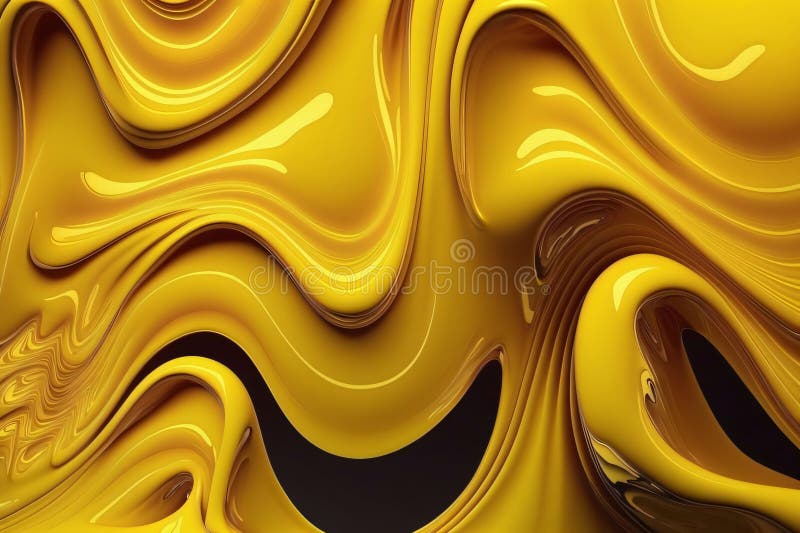 3d Illustration of Abstract Yellow Background with Smooth Flowing ...